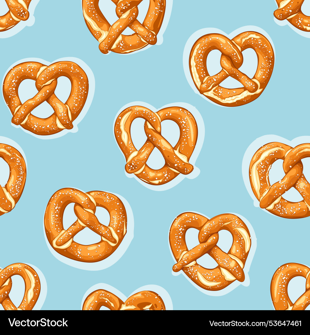 Pretzels on blue background Royalty Free Vector Image