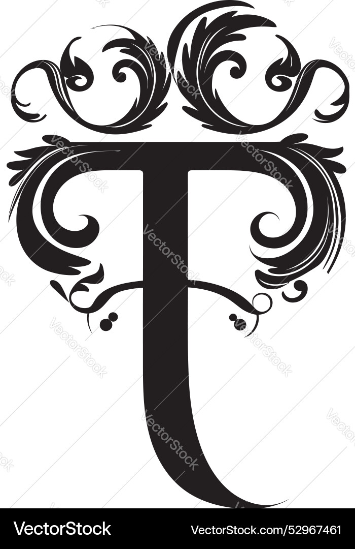 Timeless symphony classic letter t decor tranquil Vector Image