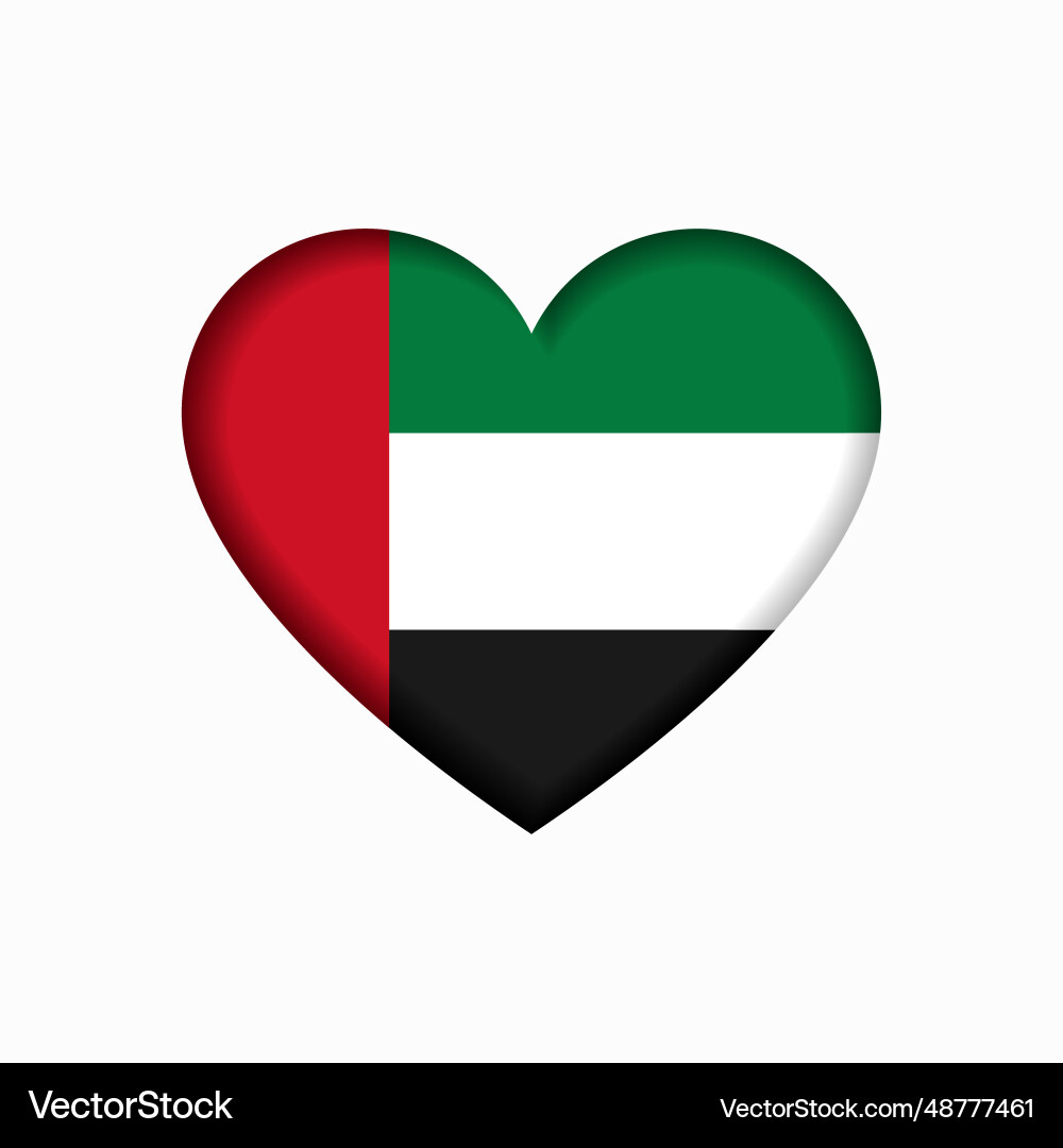 UAE Flag Heart Symbol Royalty Free Vector Image