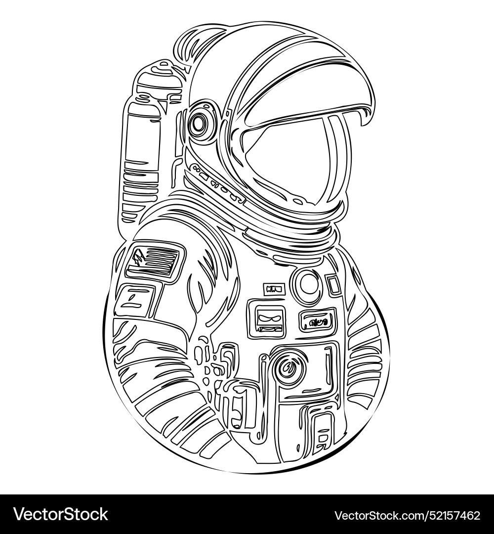 Astronaut outline sketch Royalty Free Vector Image