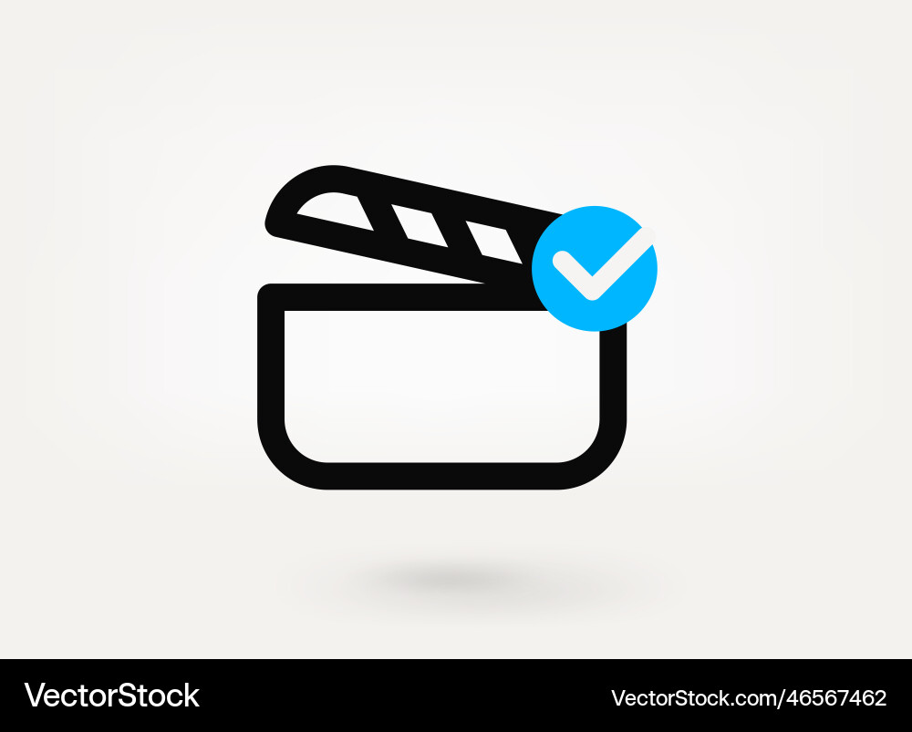 Cinema clapper pictogram with approve check mark Vector Image