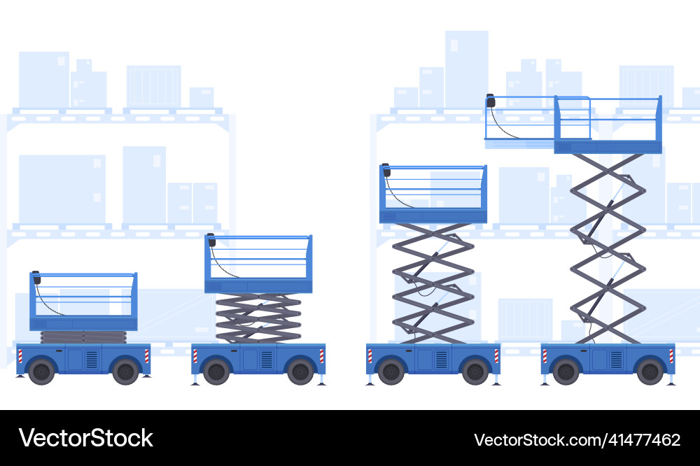 Collection various mechanical lifts scissors Vector Image