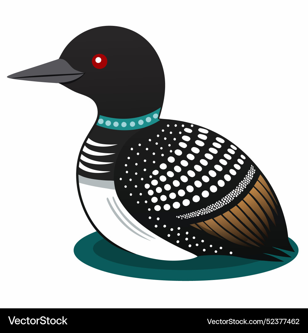 Common loon bird knocks kawaii Royalty Free Vector Image