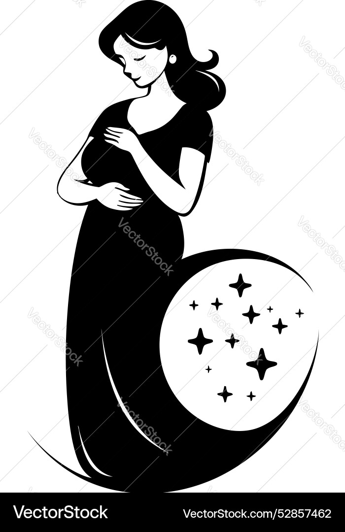 Expectant euphoria smiling mama logo design bump Vector Image