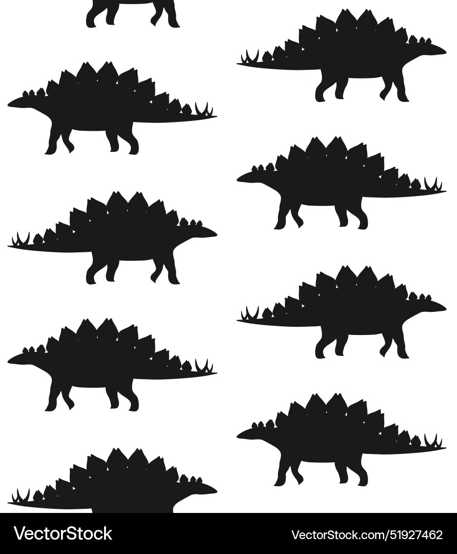 Seamless pattern of stegosaurus silhouette Vector Image
