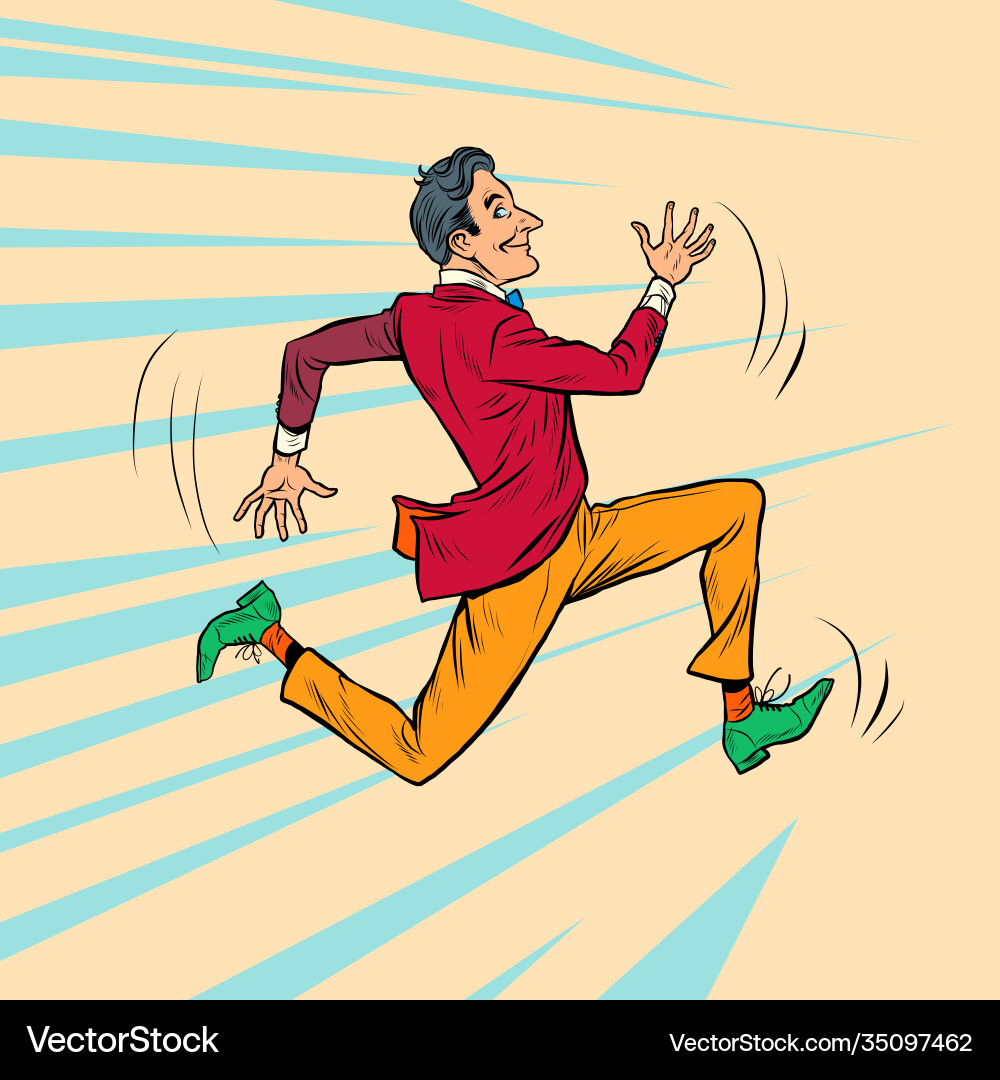 Stylish Man Running - Retro Pop Art Royalty Free Vector