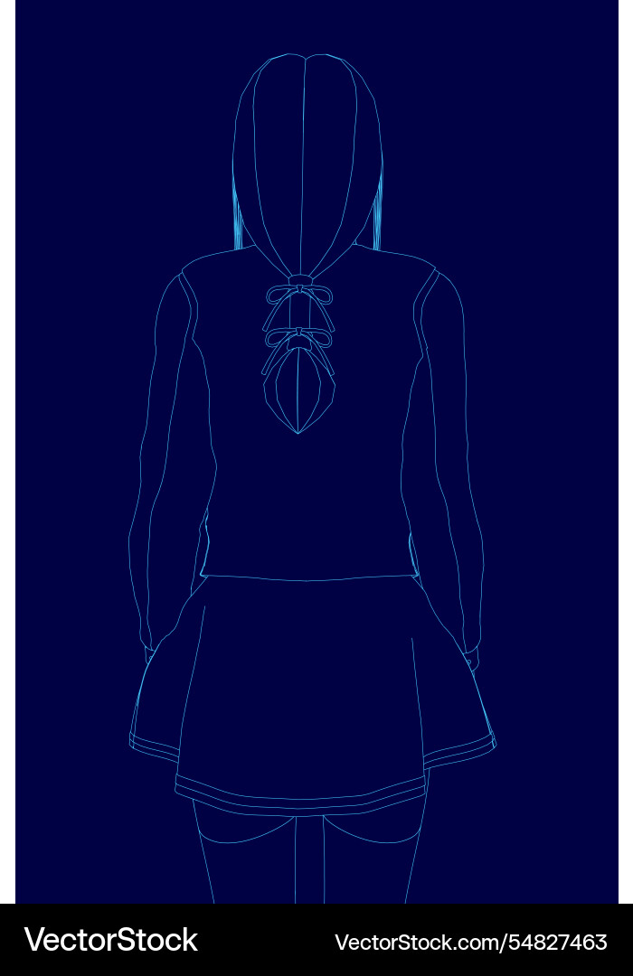 Contour ein Schulmädchen im Kleid zurück Ansicht