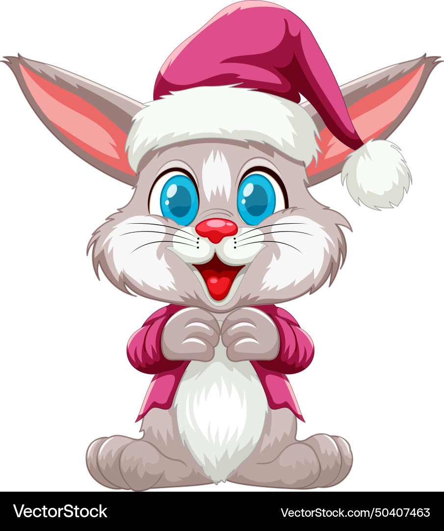 Cute rabbit dressed in christmas attire smiling Vector Image
