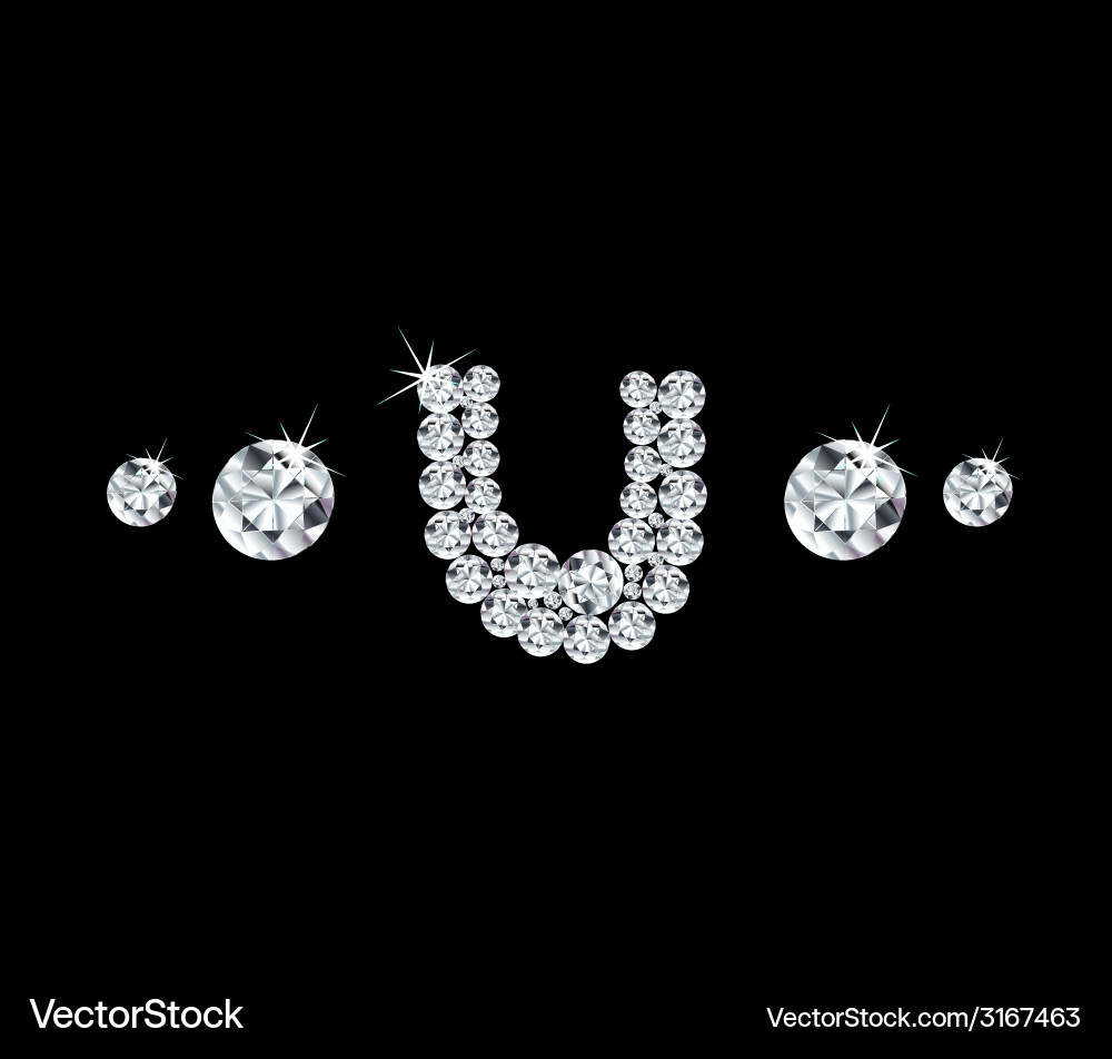 U Alphabet In Diamond 18K Yellow Gold U Alphabet Diamond