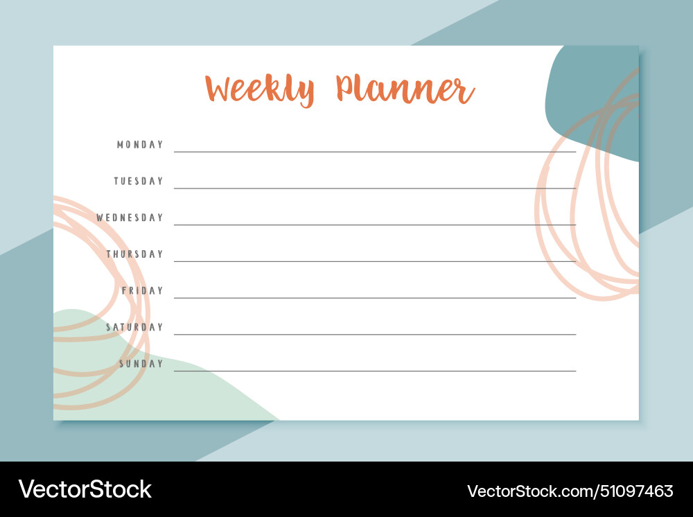 Everyday week planner template a ready to print Vector Image