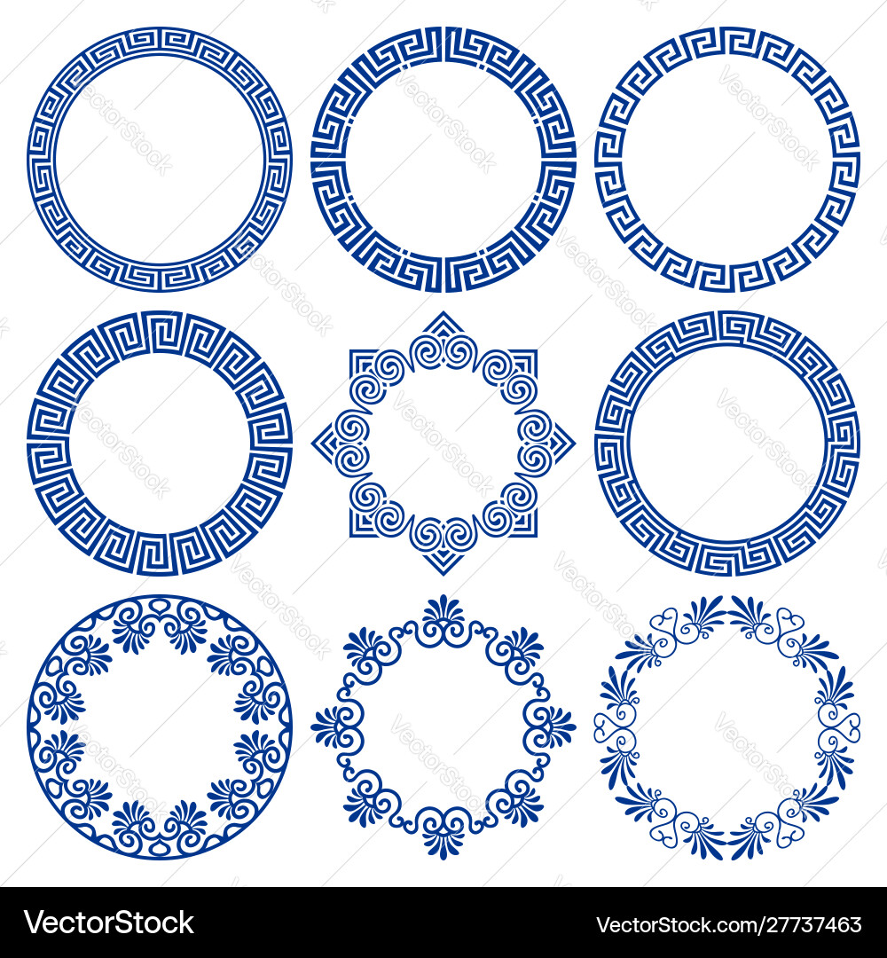 Greek Meander Frames - Blue Royalty Free Vector Image
