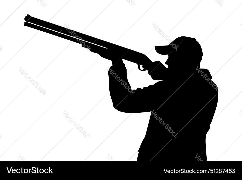 Hunter shooting silhouette Royalty Free Vector Image