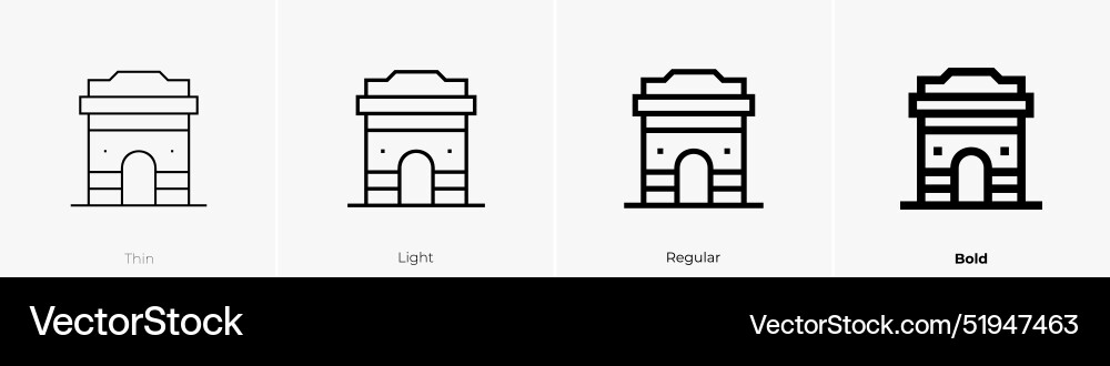 India gate icon thin light regular and bold style Vector Image
