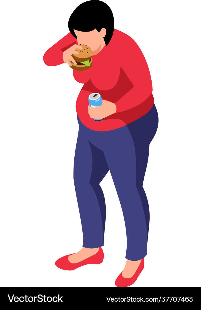 Junk food eating composition Royalty Free Vector Image