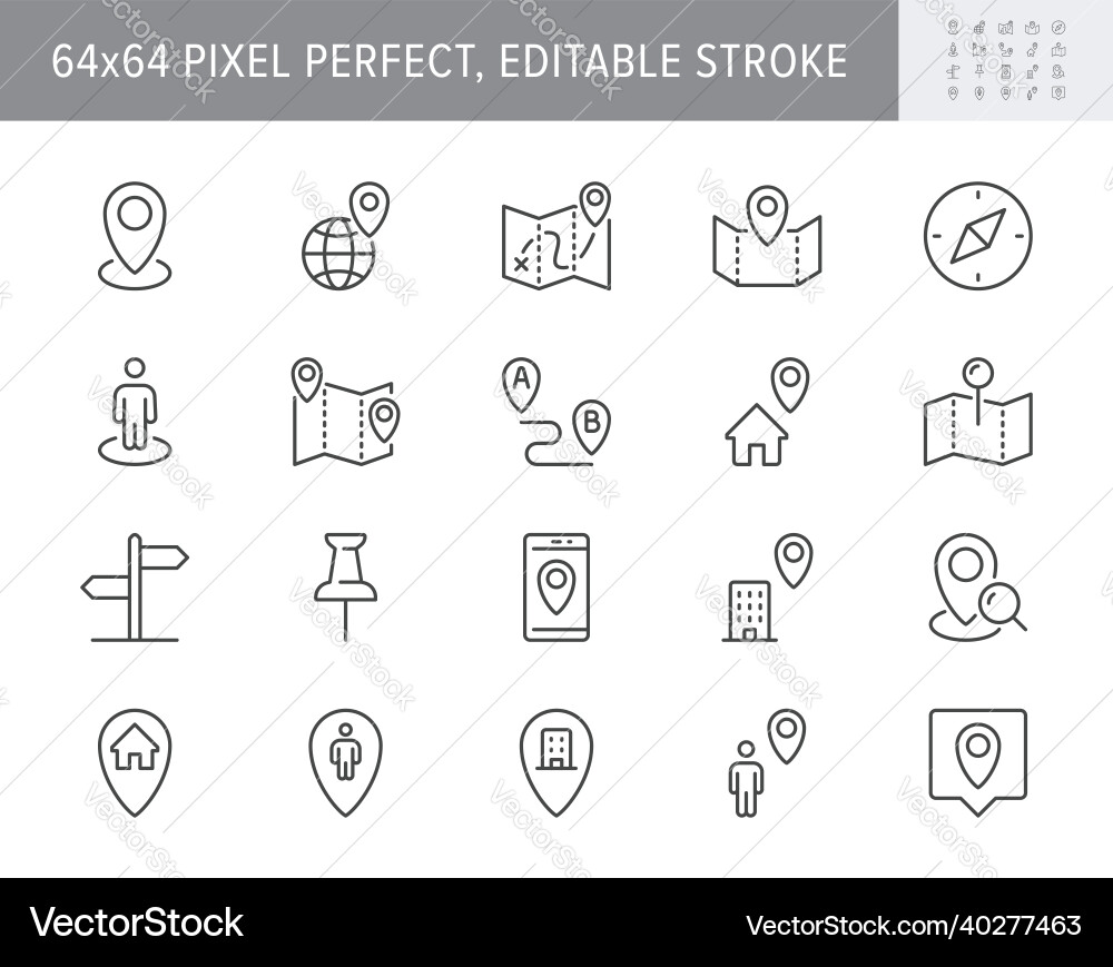 Location line icons include Royalty Free Vector Image