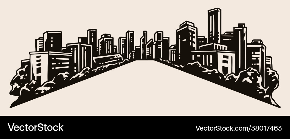 Modern city in perspective view concept Royalty Free Vector