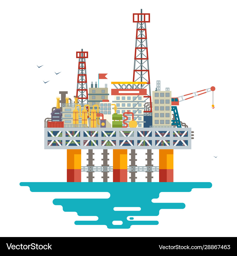 Offshore platform oil production colloquially rig Vector Image