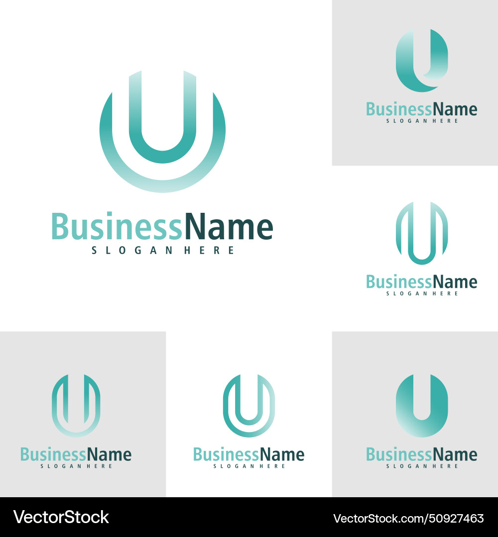 Set of letter u logo design creative initial Vector Image