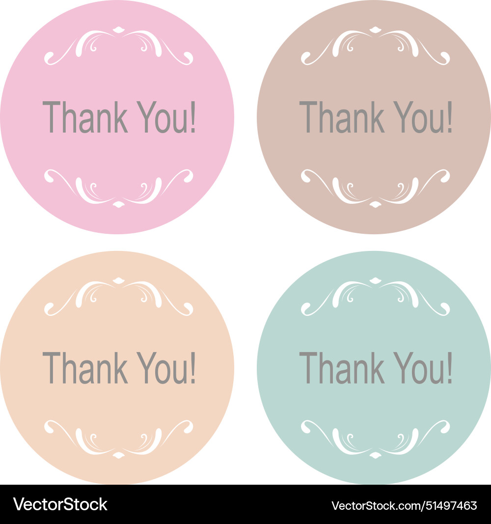 Thank you romance ornamental circle labels Vector Image