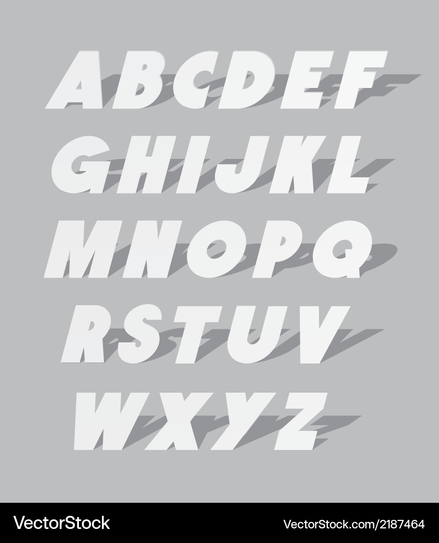 Cardboard or paper font type alphabet Royalty Free Vector