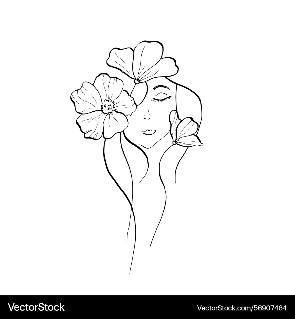 Elegant female face with delicate Royalty Free Vector Image