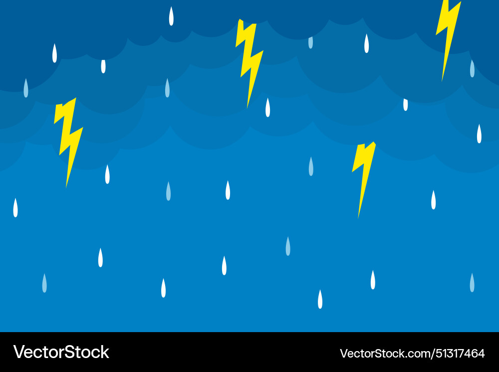 Flat clouds with falling rain background Vector Image