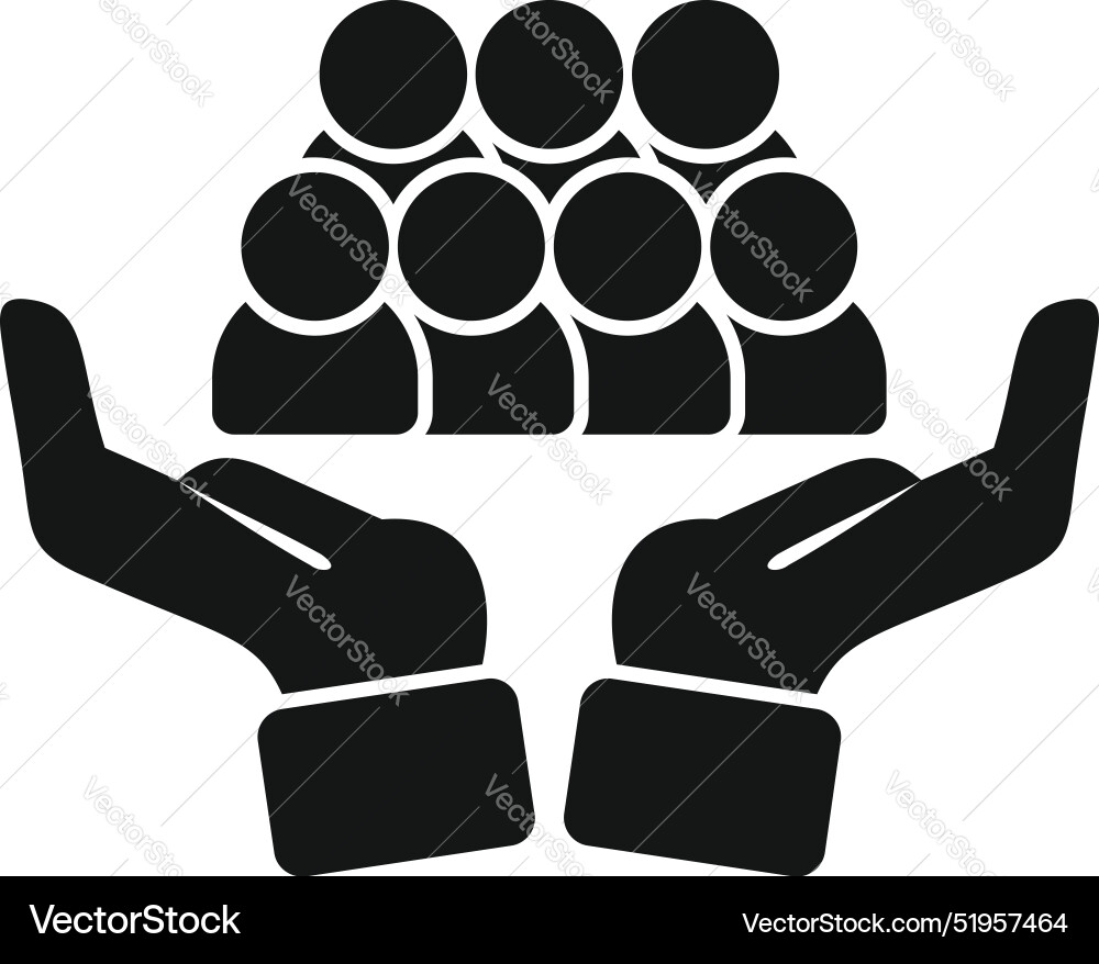 Hands holding group of people representing Vector Image
