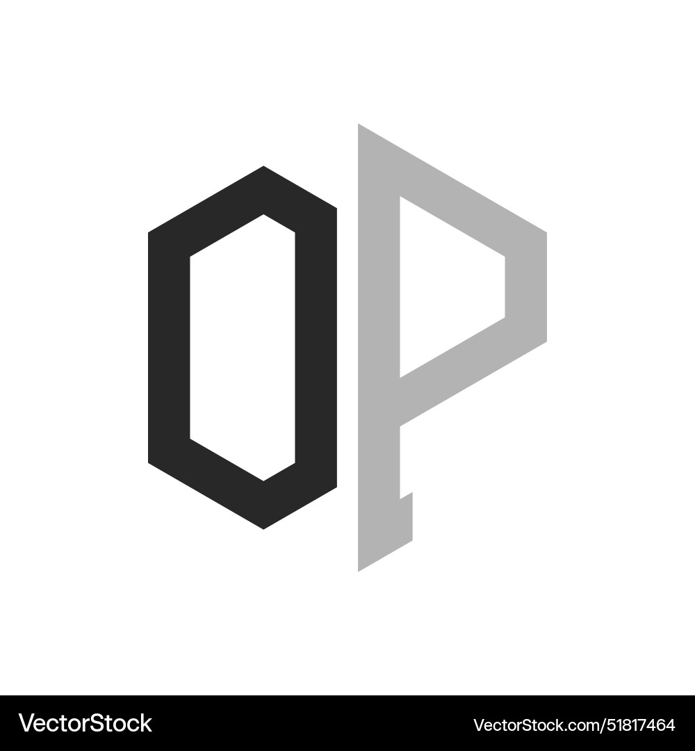 Modern unique hexagon letter op logo design Vector Image