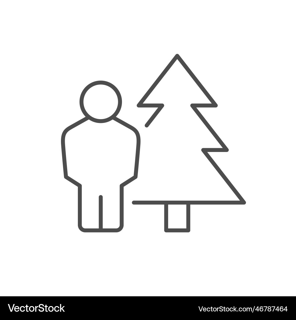 Person in forest line outline icon Royalty Free Vector Image