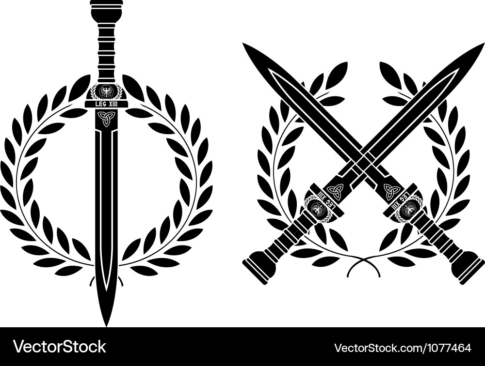 Roman swords and wreath Royalty Free Vector Image