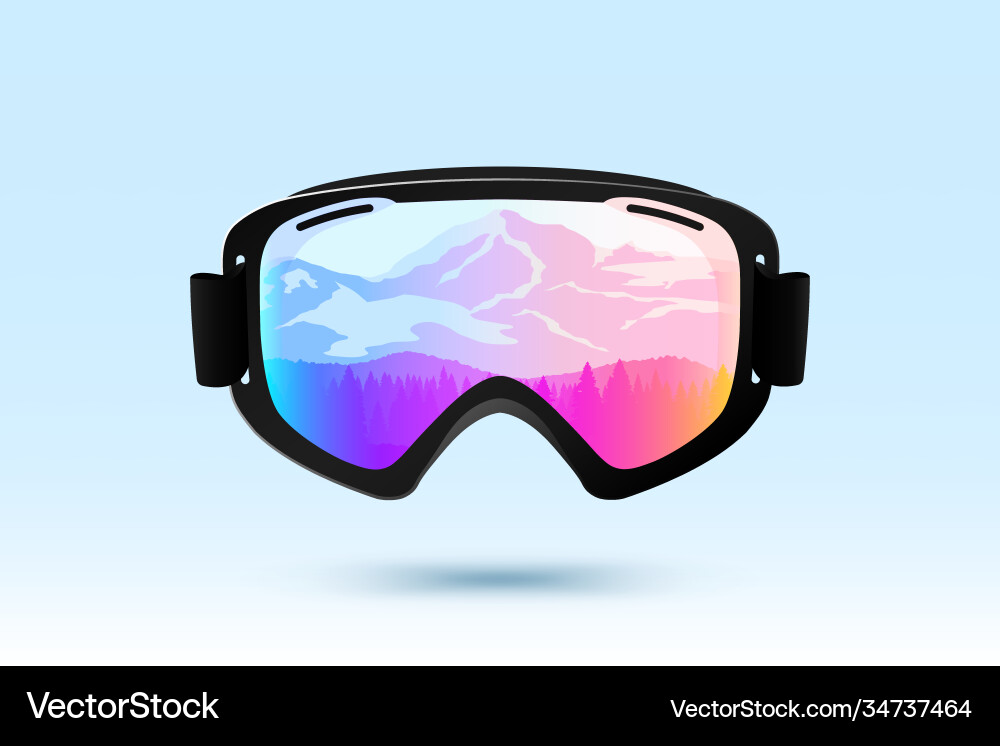 Snow Goggles with Mountain Reflection Royalty Free Vector