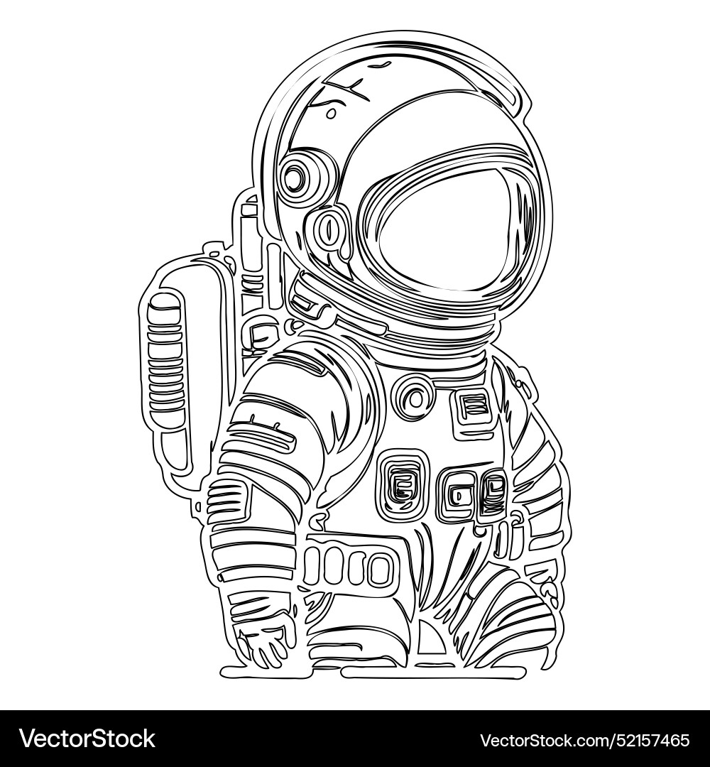 Astronaut outline sketch Royalty Free Vector Image