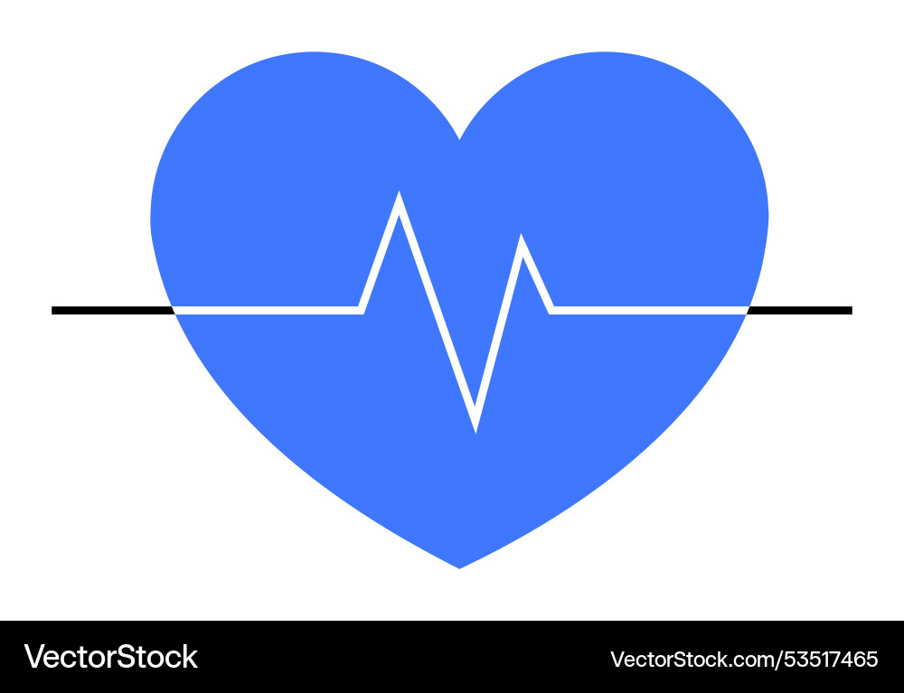 Blue heart symbol with white pulse line and black Vector Image