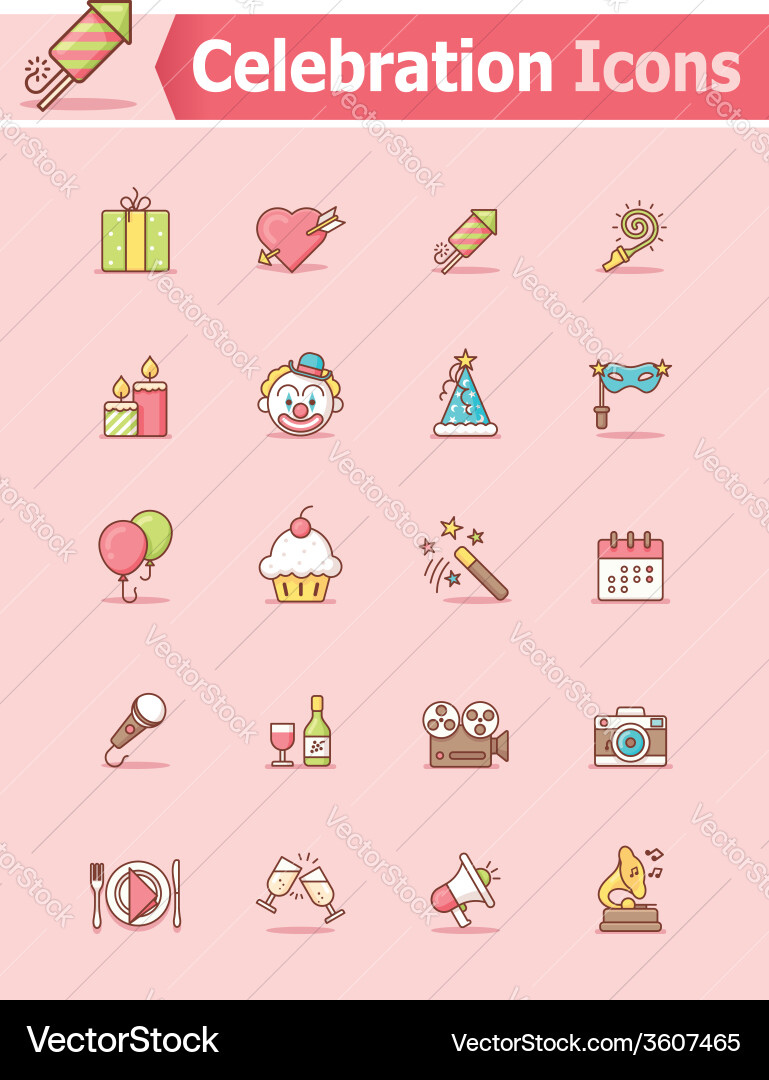 Celebration icon set Royalty Free Vector Image