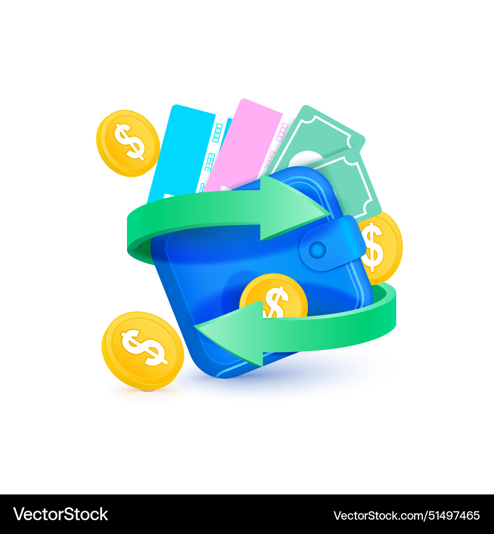Currency exchange digital wallet Royalty Free Vector Image