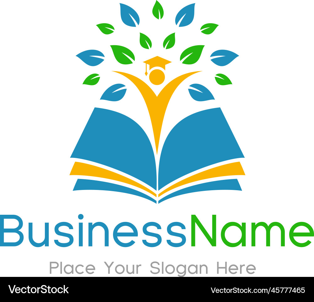 Education student logo learning with hat Vector Image