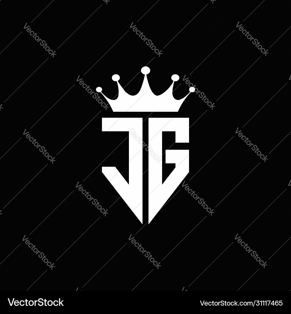 Jg logo monogram emblem style with crown shape Vector Image