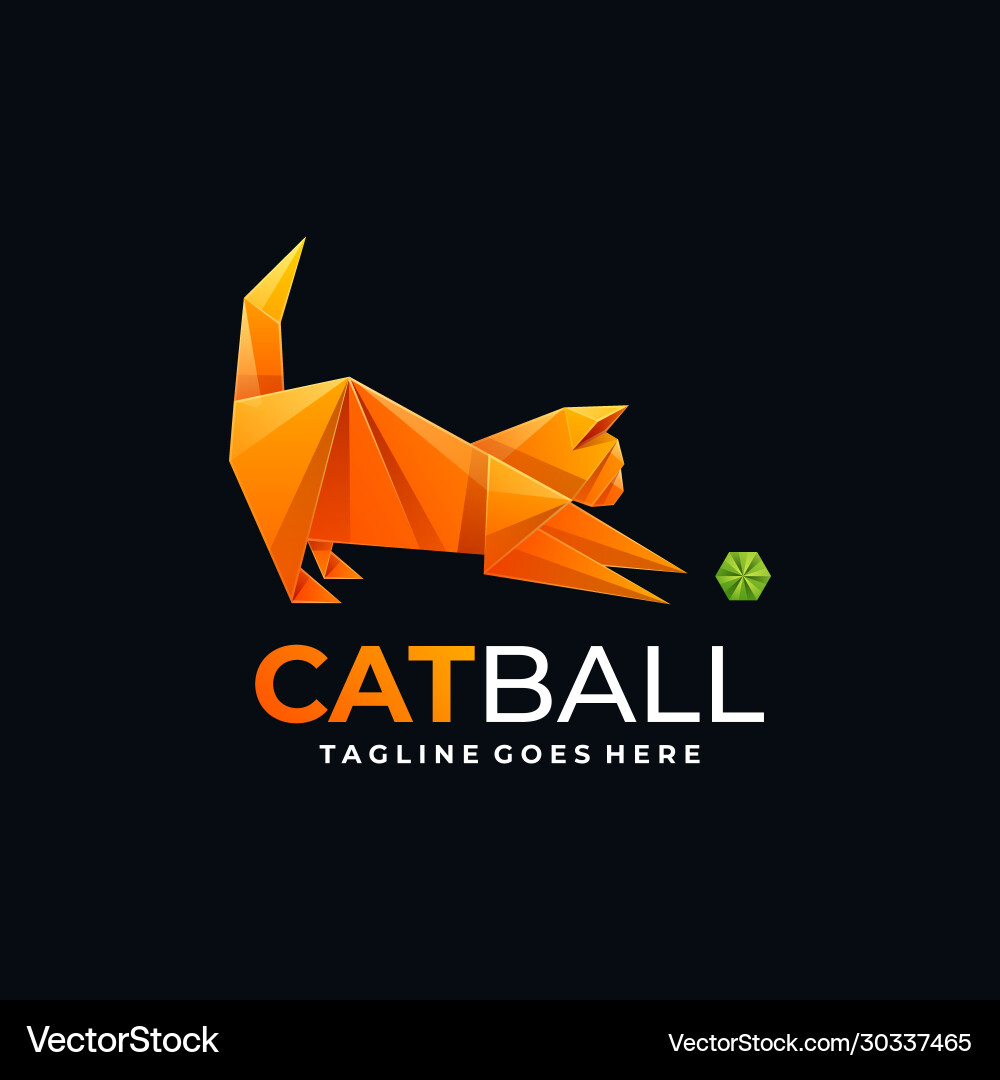 Logo cat and ball gradient colorful style Vector Image