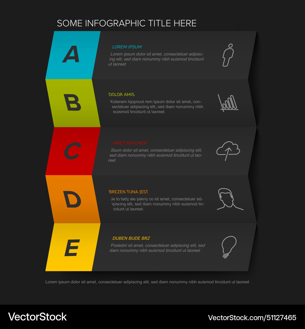 Multipurpose dark five steps infographic made Vector Image