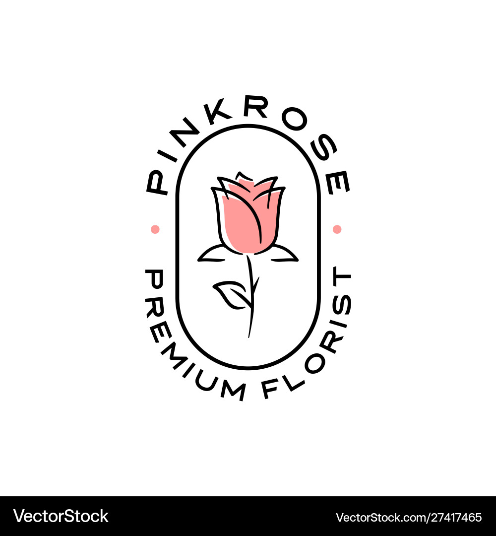 Rose logo flower emblem badges icon Royalty Free Vector