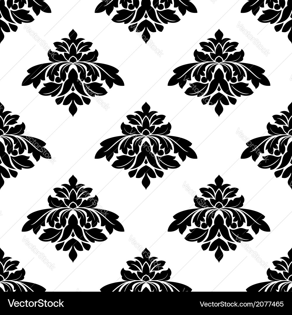 Seamless black and white damask style pattern Vector Image