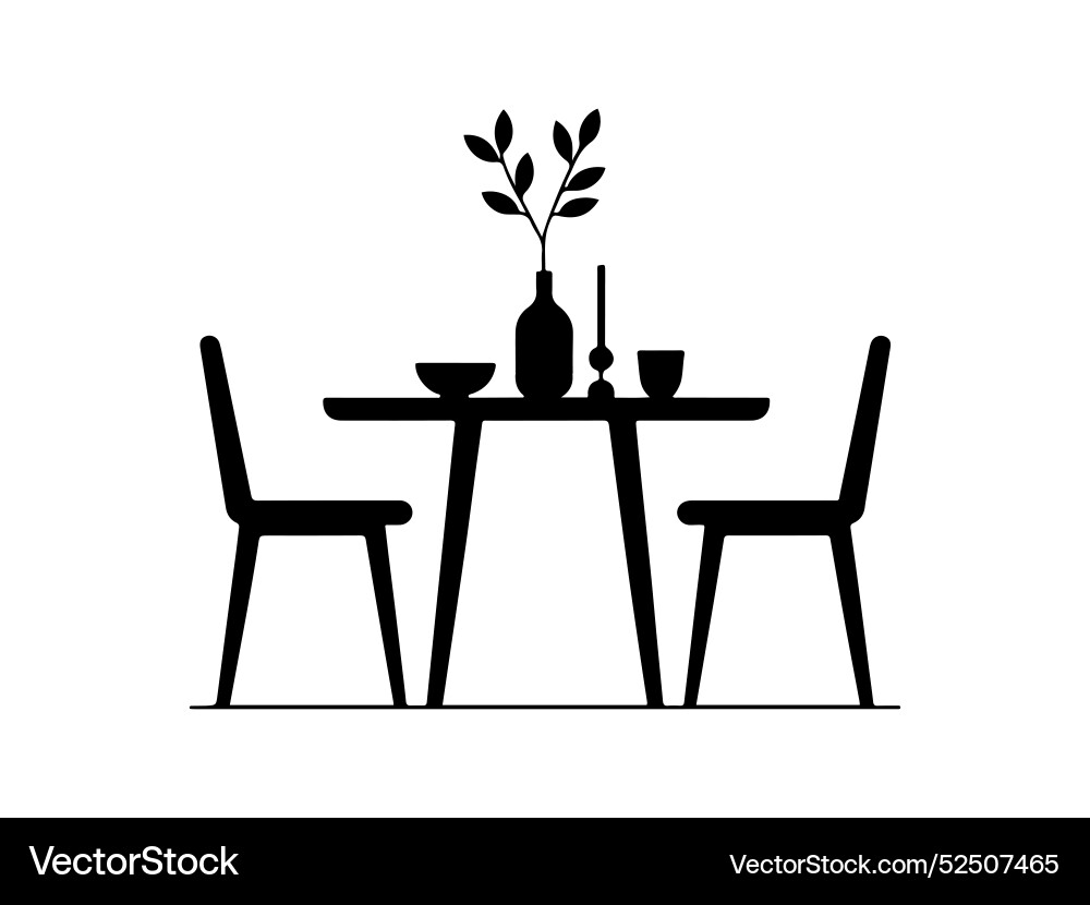 Stylish table and chair silhouette Royalty Free Vector Image