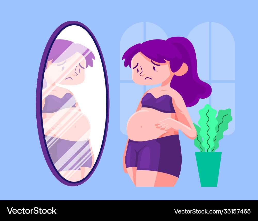 Woman low self-esteem Royalty Free Vector Image