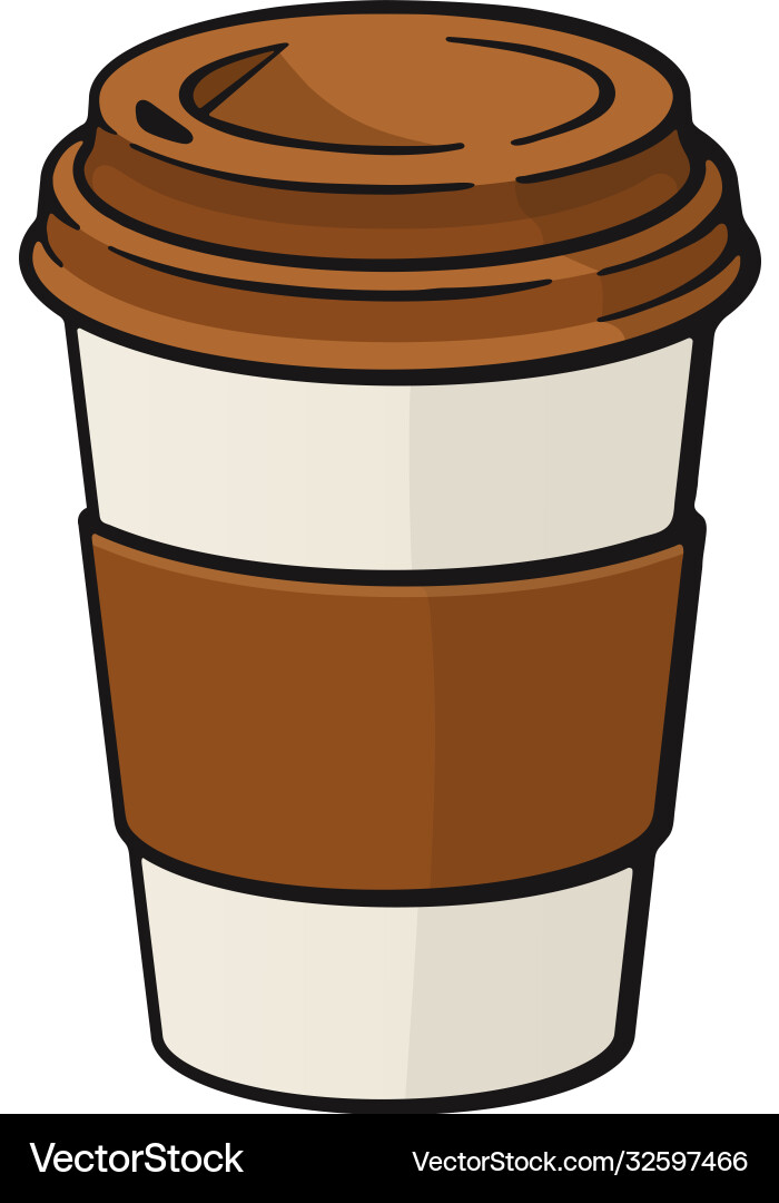 Cartoon paper cup with coffee or tea Royalty Free Vector