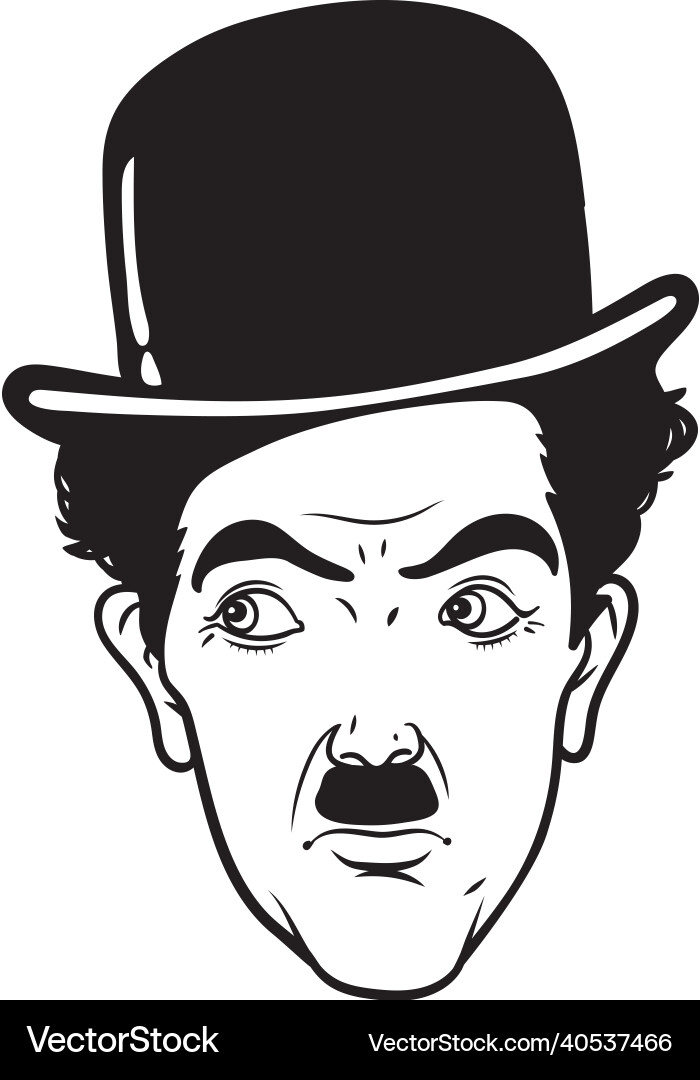 Charlie Chaplin Line Art Portrait Royalty Free Vector Image