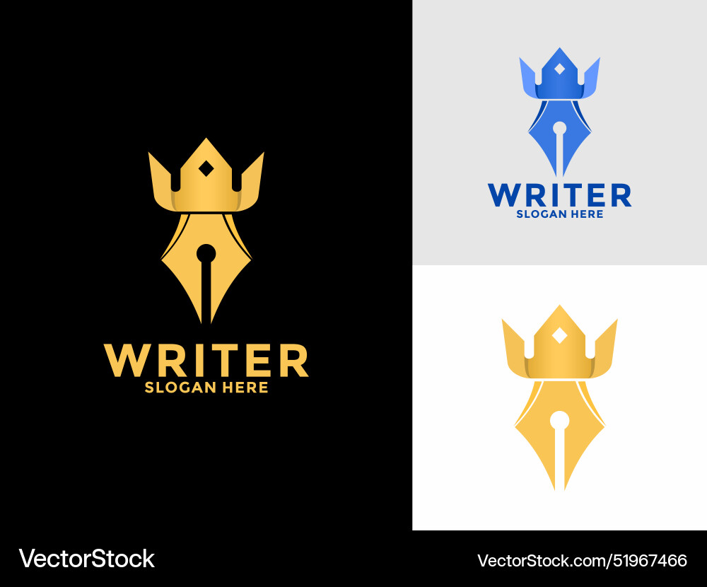 Creative pen with crown logo icon design suitable Vector Image