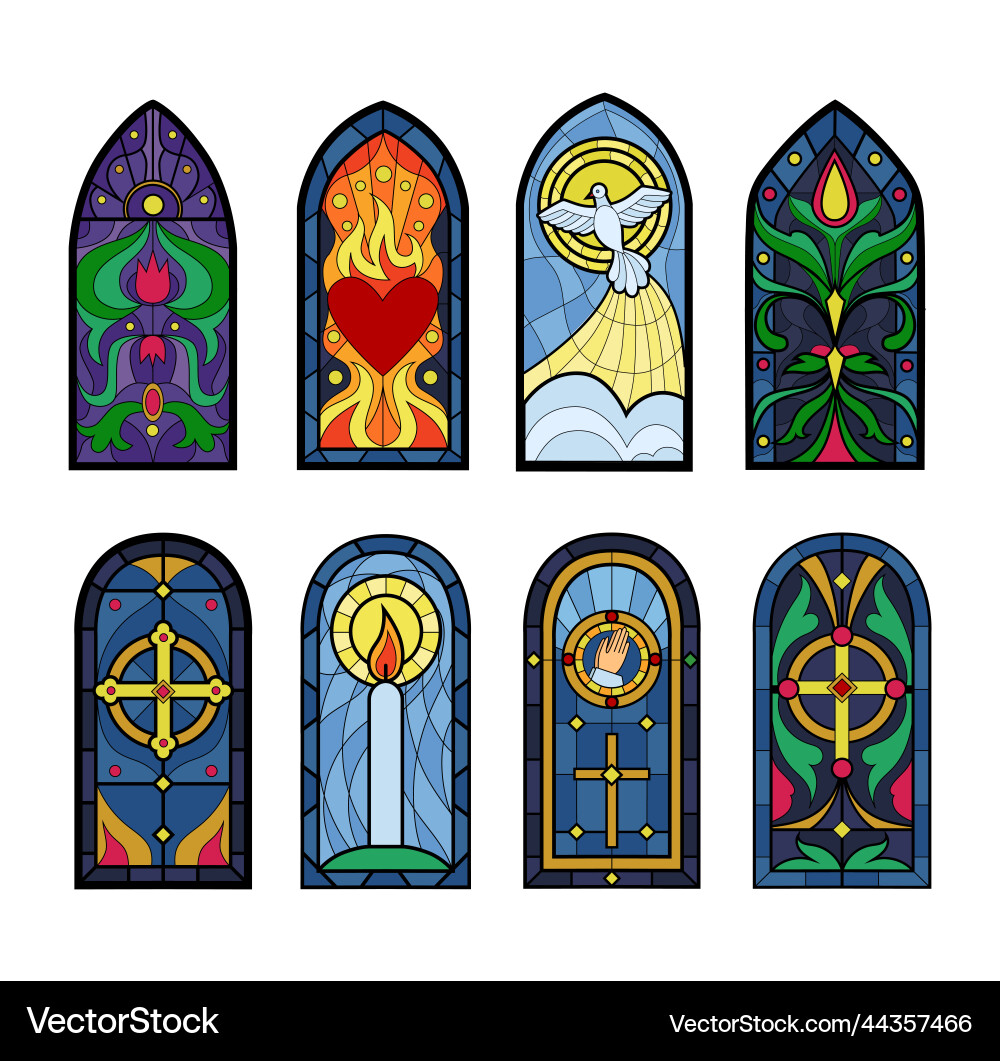 Fantasy stained-glass windows book print Vector Image