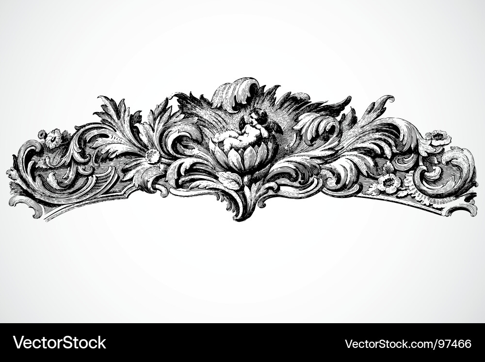 Floral Woodcut Border Royalty Free Vector Image