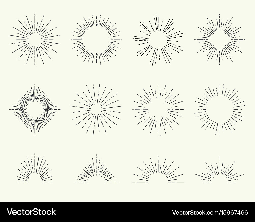 Hand drawn sun beams or rays sunshine Royalty Free Vector