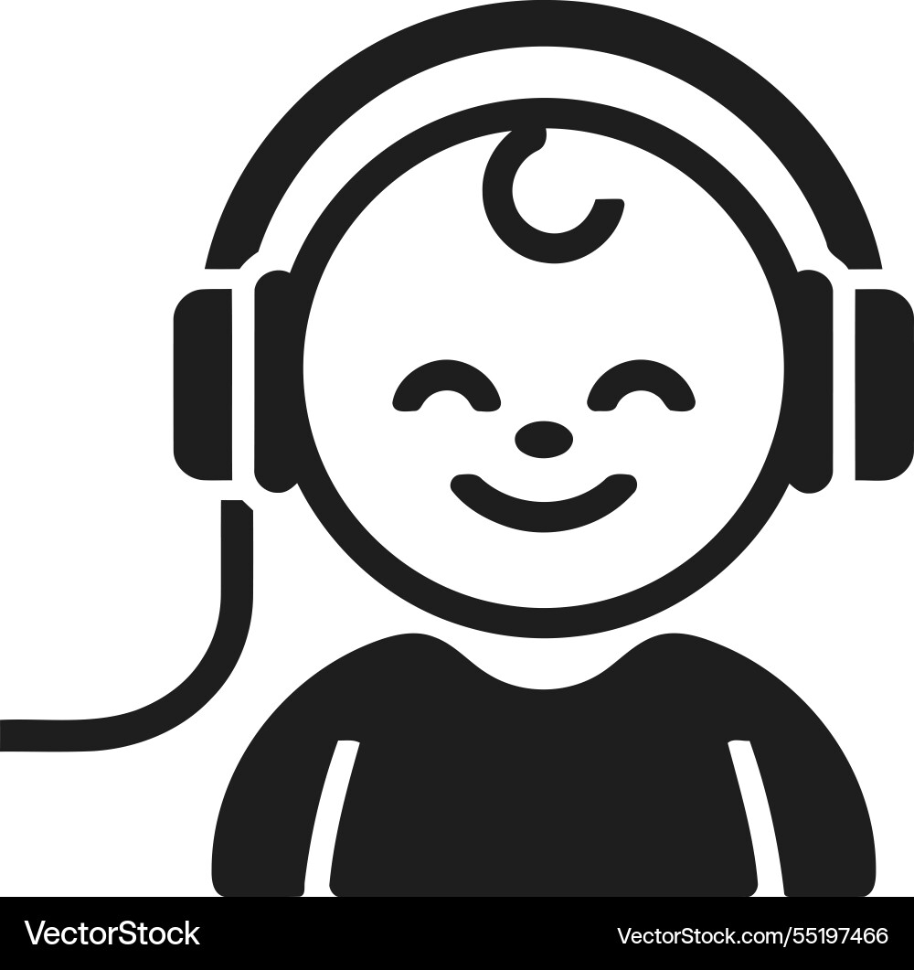 Happy music listener child icon Royalty Free Vector Image